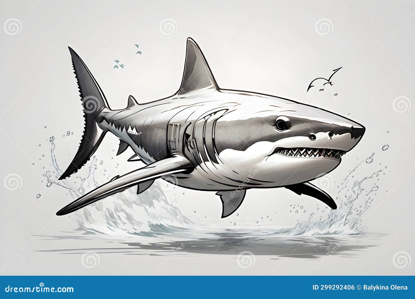 Shark illustrator stock illustration. Illustration of drawing - 299292406