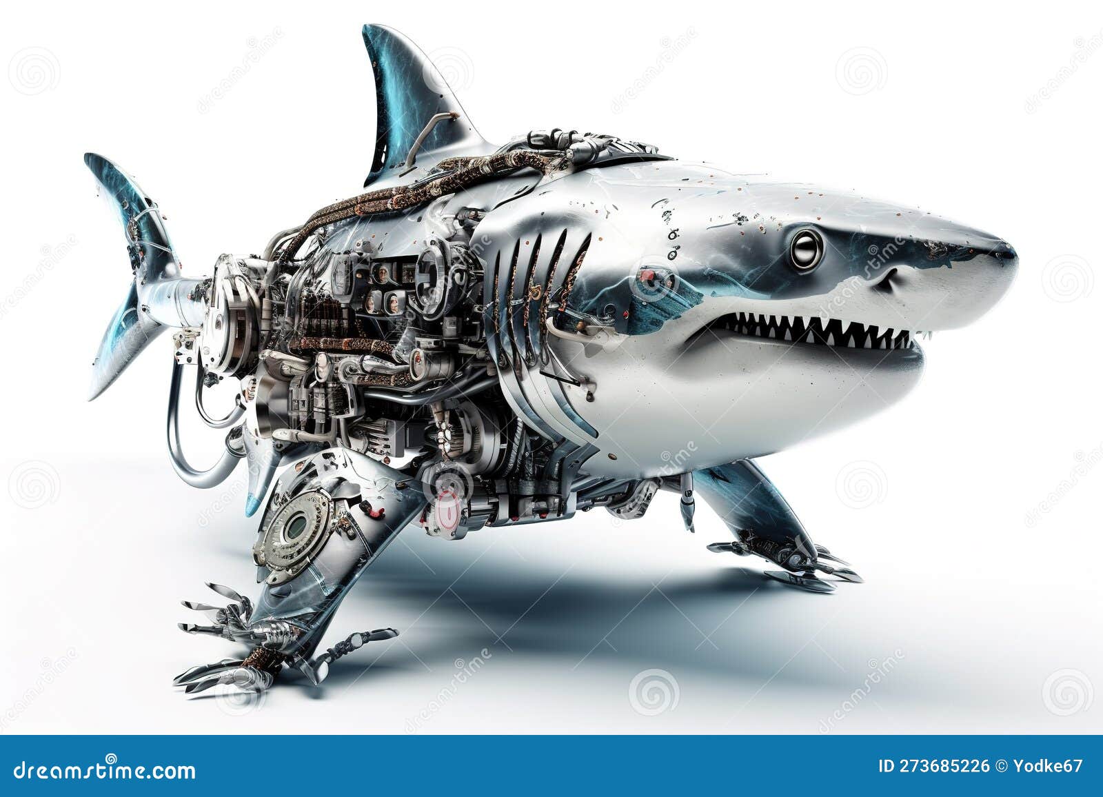 Image of a Shark Modified into a Robot on a White Background ...