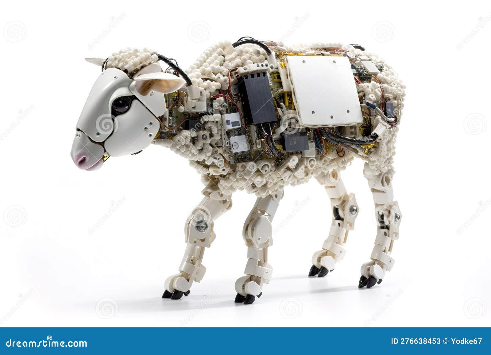 Image of a Sheep Modified into a Robot on a White Background. Wild ...