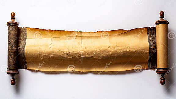 An Ancient Scroll in a Horizontal Position, Unrolled on a White ...