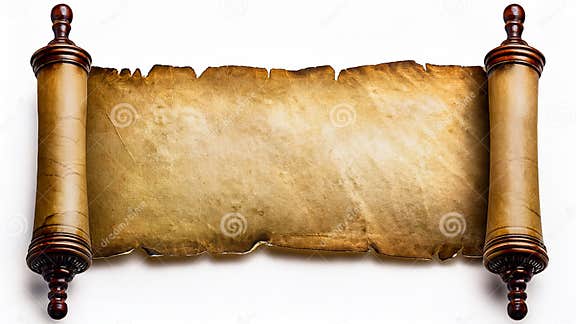 An Ancient Scroll in a Horizontal Position, Unrolled on a White ...