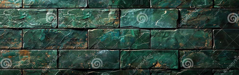 Rustic Brick Tiles Texture - Dark Green Rectangular Wall/Floor ...