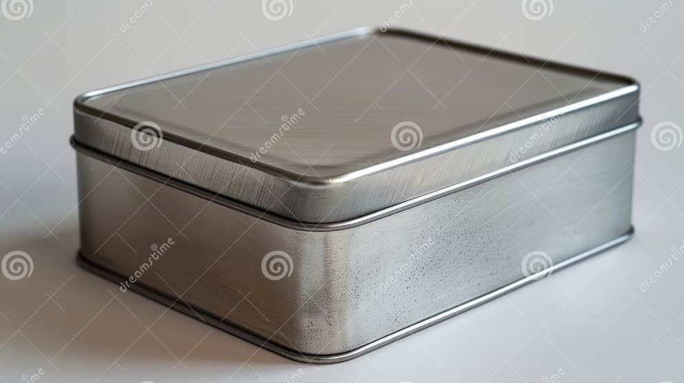Blank White Rectangular Tin Box for Packaging and Storage Stock ...