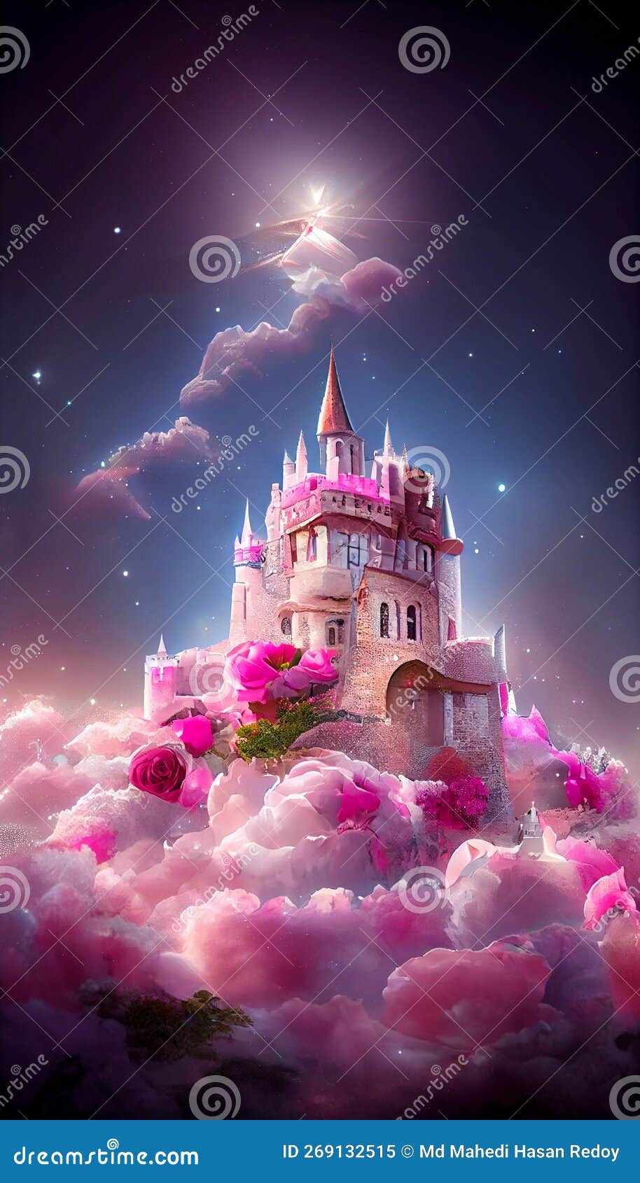Gorgeous Castle CG Rendering Overlooking Stock Illustration ...