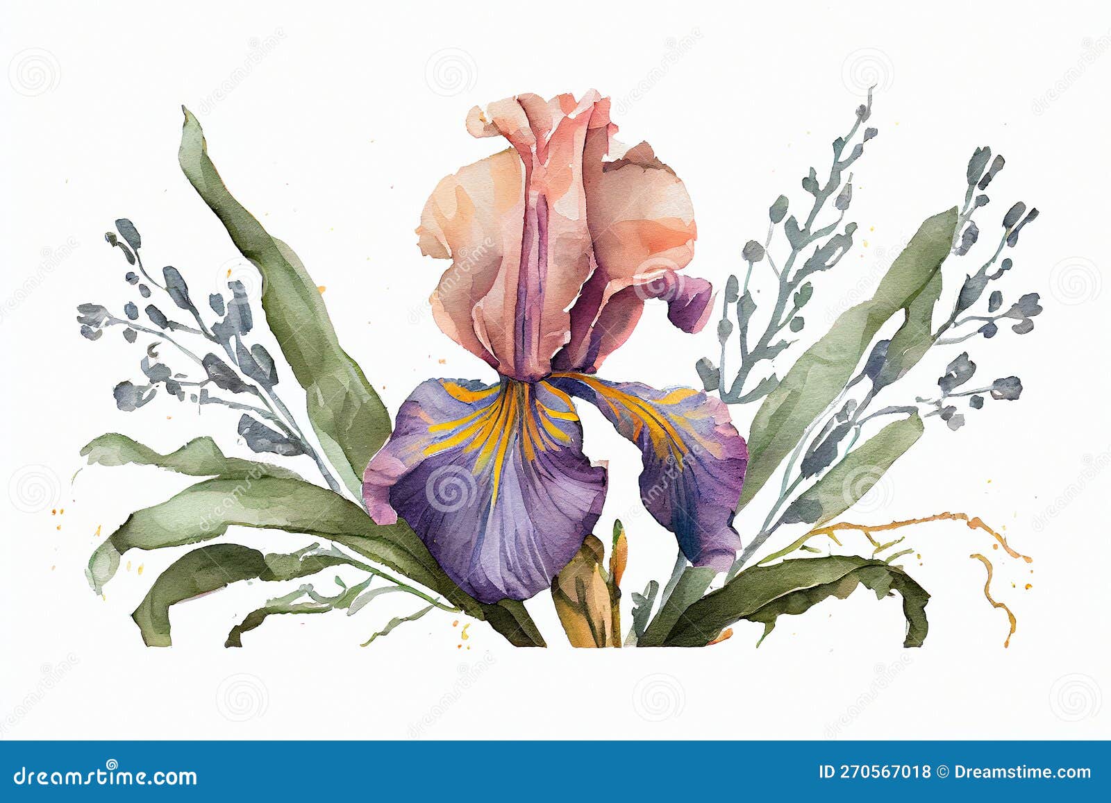 Iris Flower Medici Prince Watercolor Background Stock Illustration ...