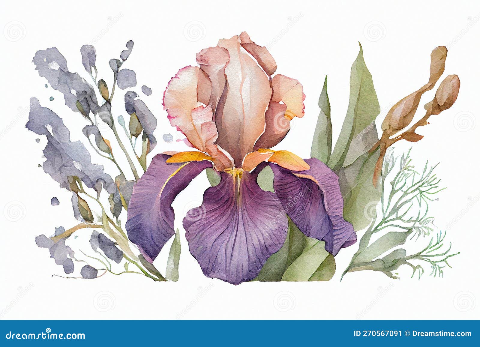 Iris Flower Medici Prince Watercolor Background Stock Illustration ...