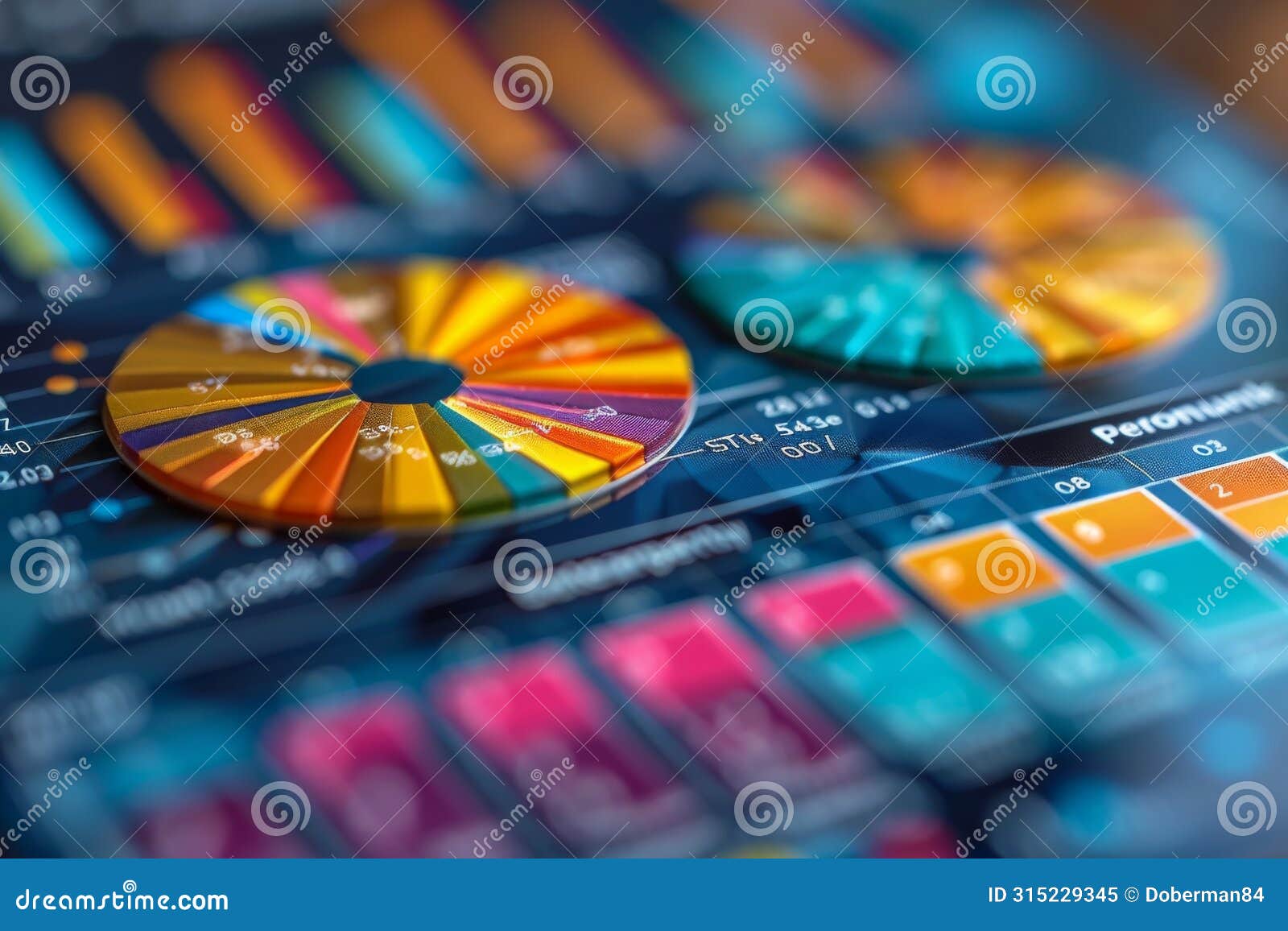 Vibrant Data Visualization on a Screen Showing Diverse Statistics Stock ...