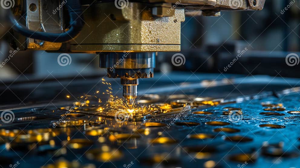 A Mesmerizing View of a High-tech CNC Machine at Work. Sparks Fly As it ...