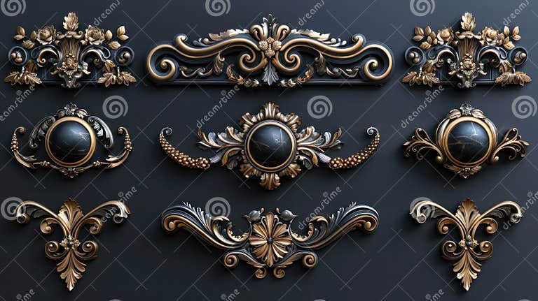 Decorative Ornate Frames and Scroll Elements for Elegant Design Stock Illustration ...