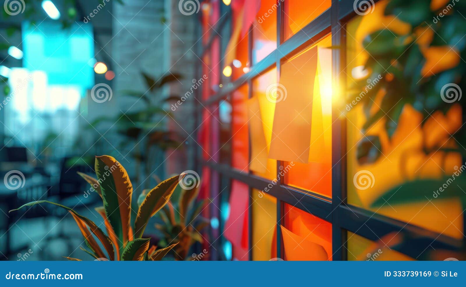 Colorful Sticky Notes on Office Glass Wall during Design Thinking ...