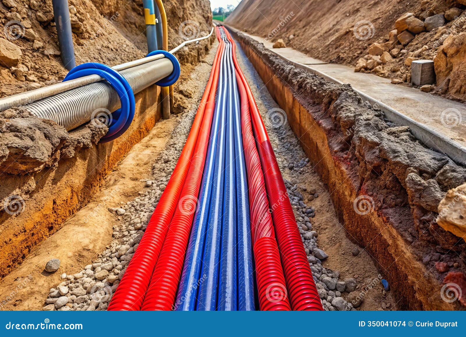 Underground Water Supply Infrastructure PEX Pipe Installation with ...