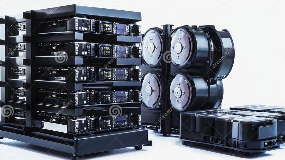 A Modern Data Center Featuring Advanced Storage Technology. Servers and ...