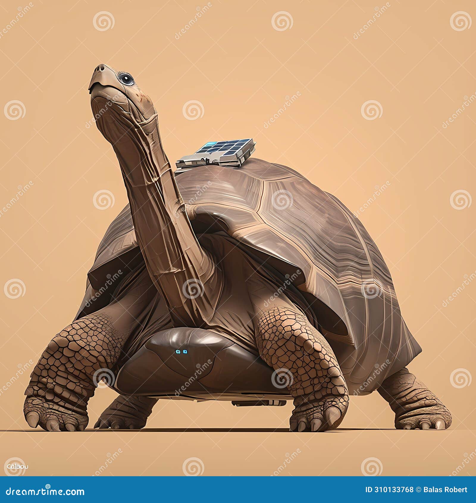 Futuristic Turtle with Solar Panels and Gadgets Stock Illustration ...