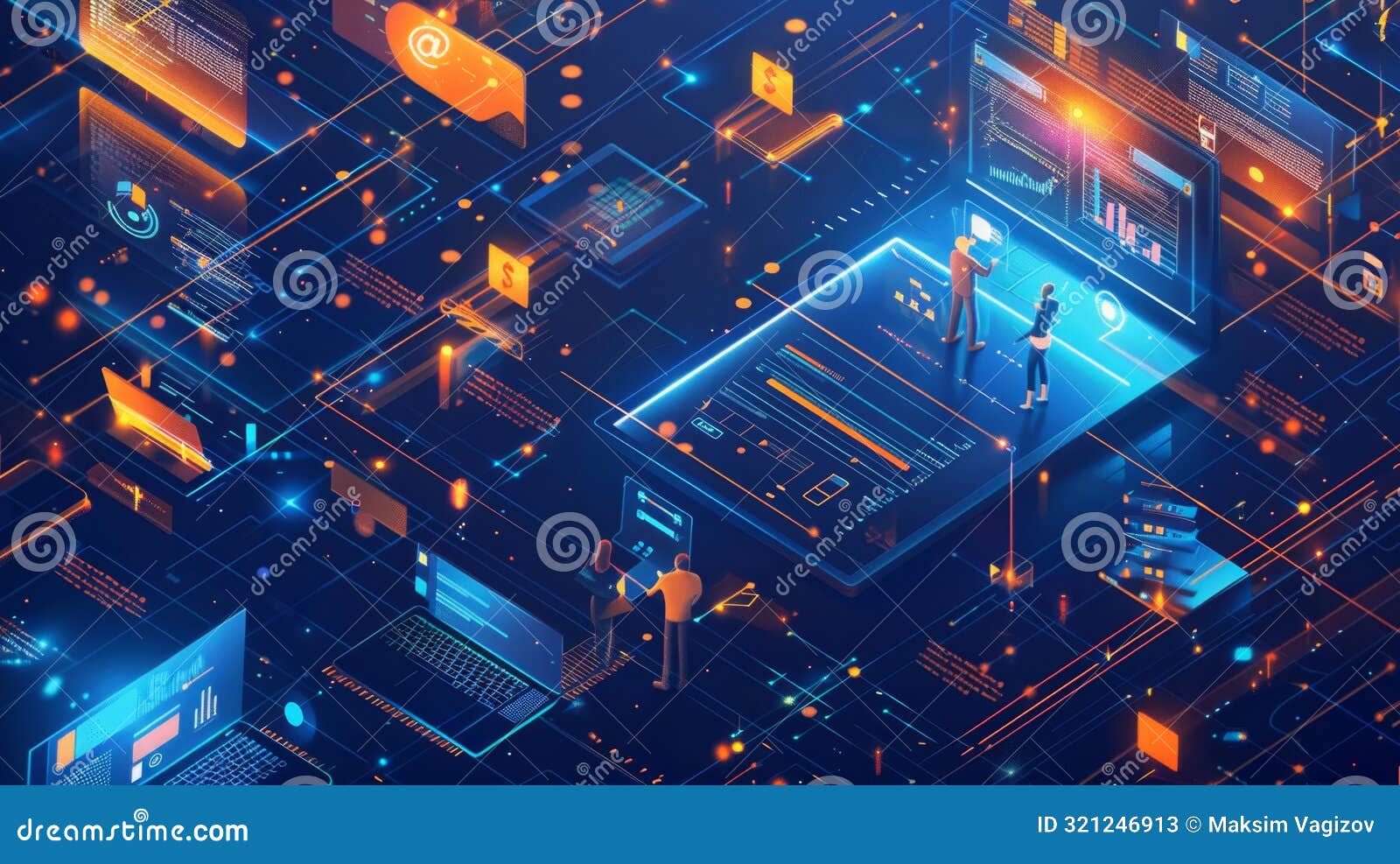 Futuristic Data Visualization with Generative AI Stock Image - Image of ...