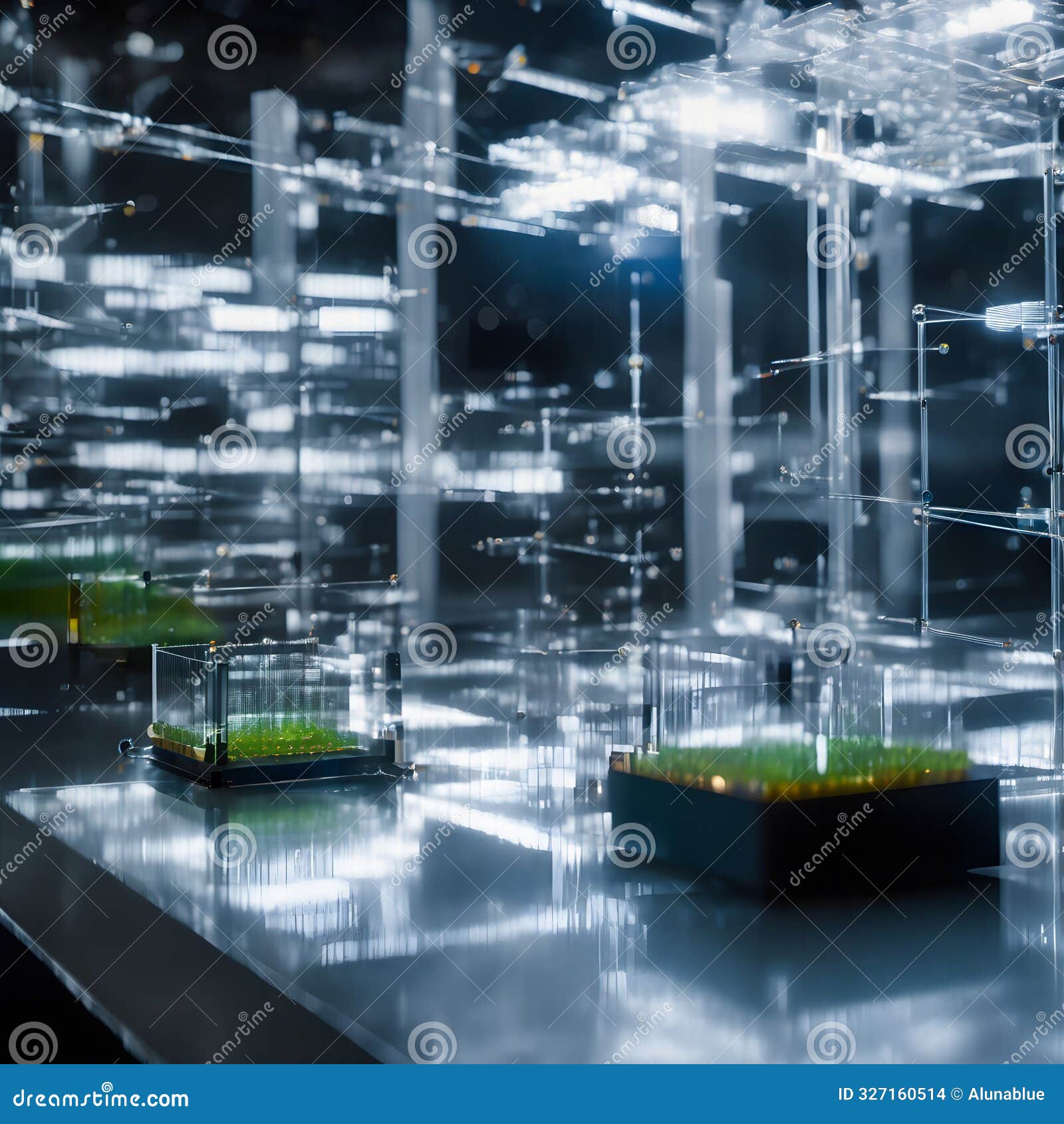 Futuristic Lab with Transparent Structures and Plant Experiments Stock ...