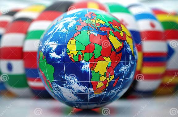 A Globe Featuring a Vibrant Tapestry of Flags from Different Countries ...