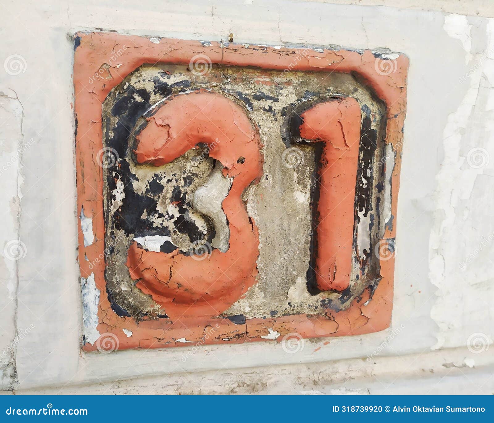 A Picture of House Identity with Raised Cement House Number 31 in 3D ...