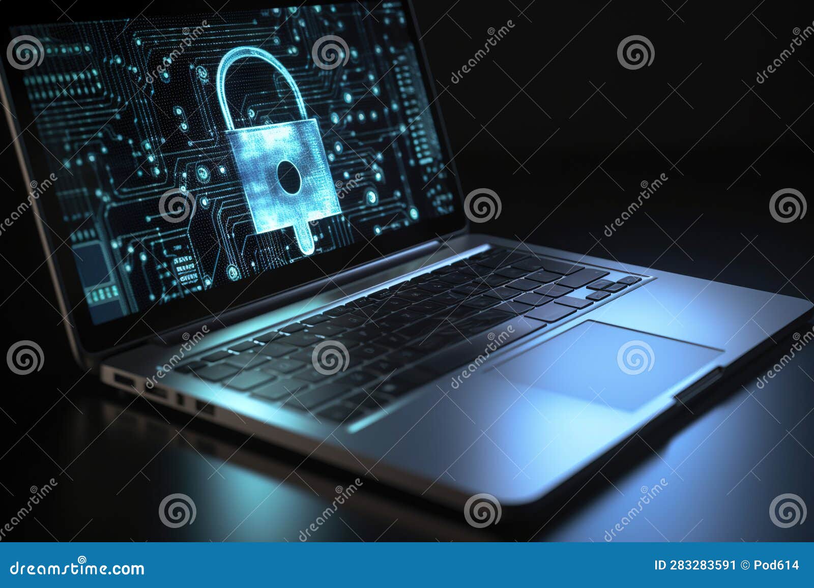 Preserving Cyber Integrity: Laptop Padlock Signifying Internet Safety ...