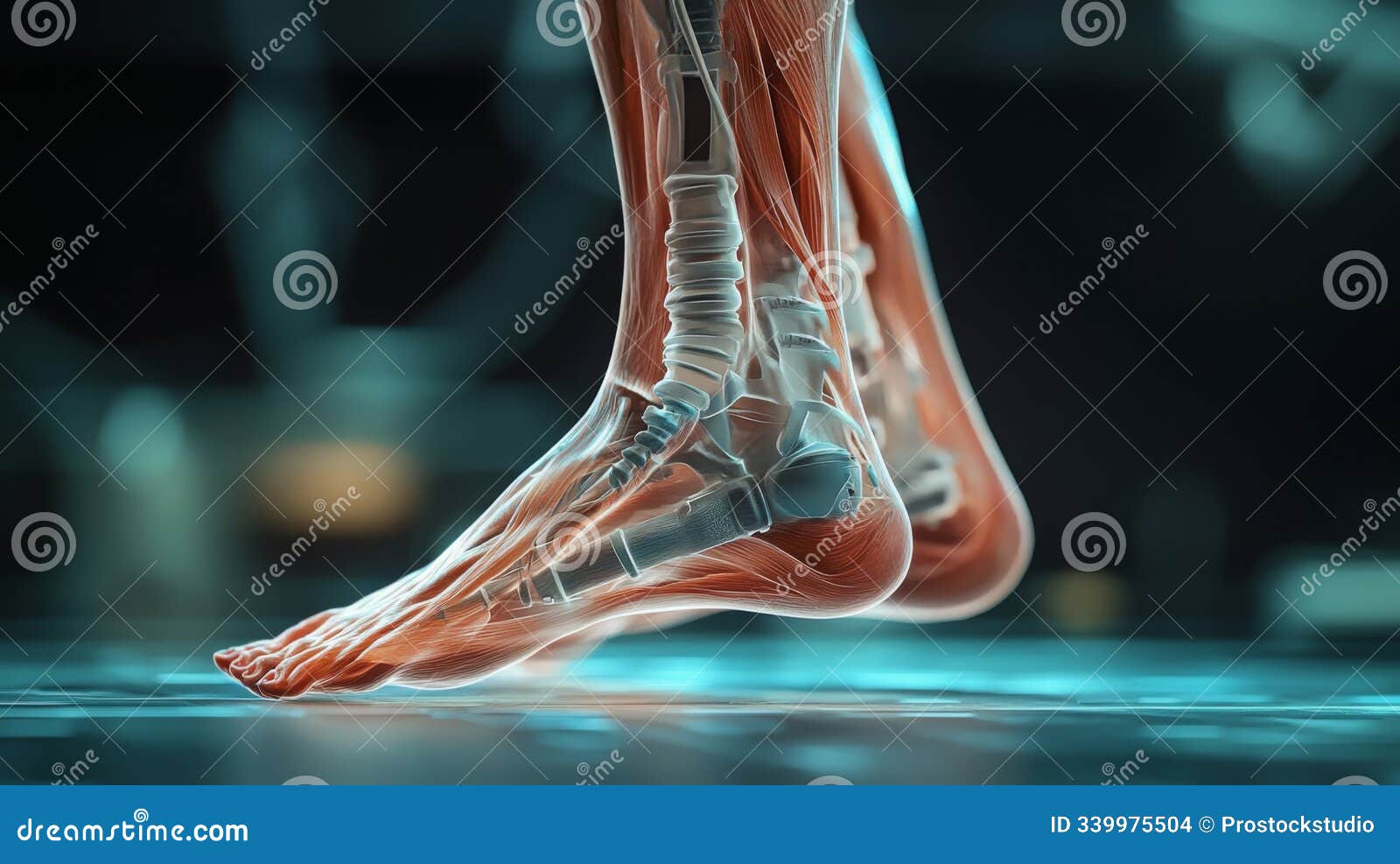 Detailed Anatomical View of a Human Foot Showcasing Muscles and Tendons ...