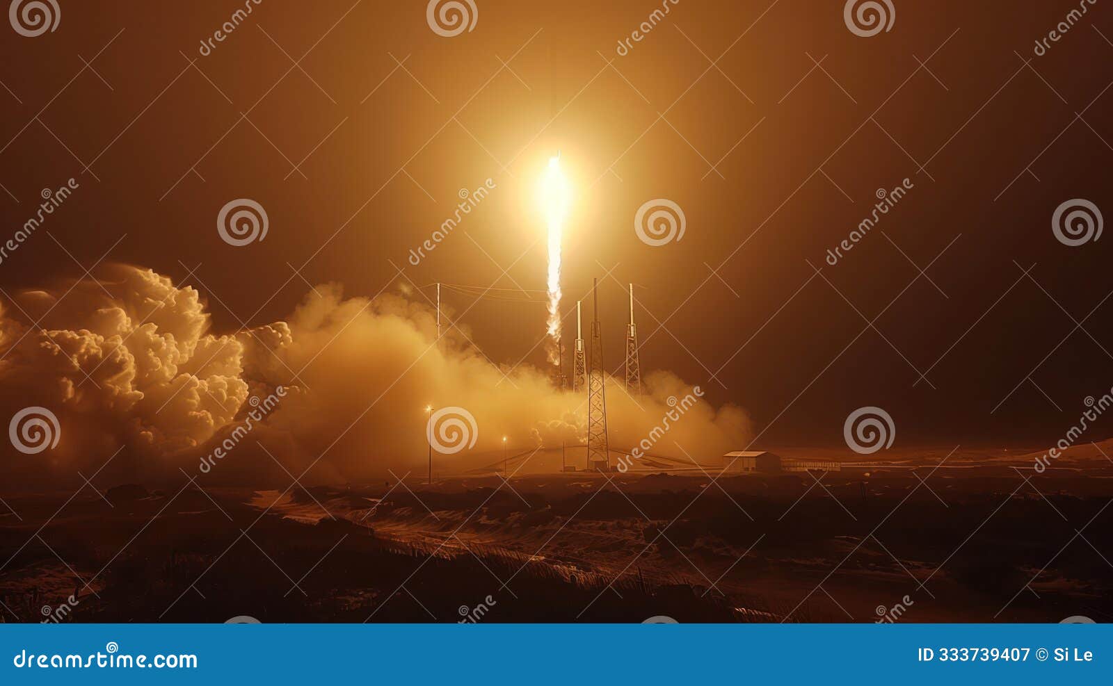 Rocket Launching into Night Sky - Spectacular Display of Power and ...