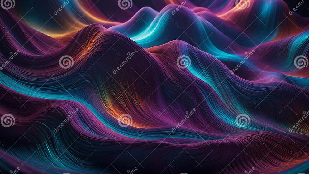 Waves of Color - a Flowing Tapestry of Light Stock Illustration - Illustration of screenshot ...