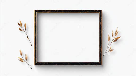 Gold Rectangular Frame with Rounded Corners on White Background ...