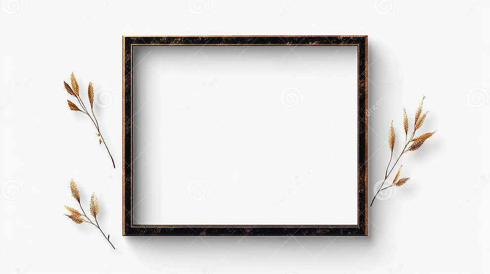 Gold Rectangular Frame with Rounded Corners on White Background ...