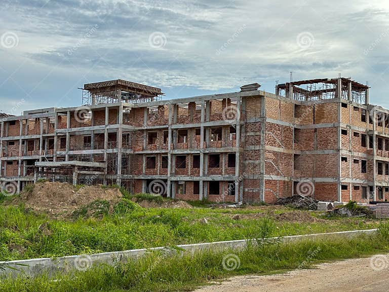 The Image Showcases the Progress of the Construction Project, Providing ...