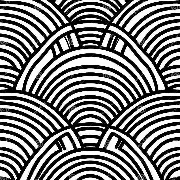Black and White Abstract Arcs Pattern Stock Illustration - Illustration ...