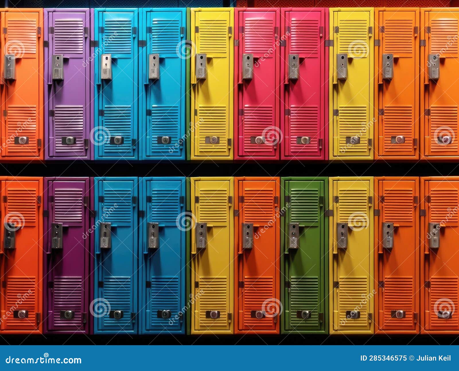 Trustfilled Workplace with Colorful Open Lockers Stock Illustration ...