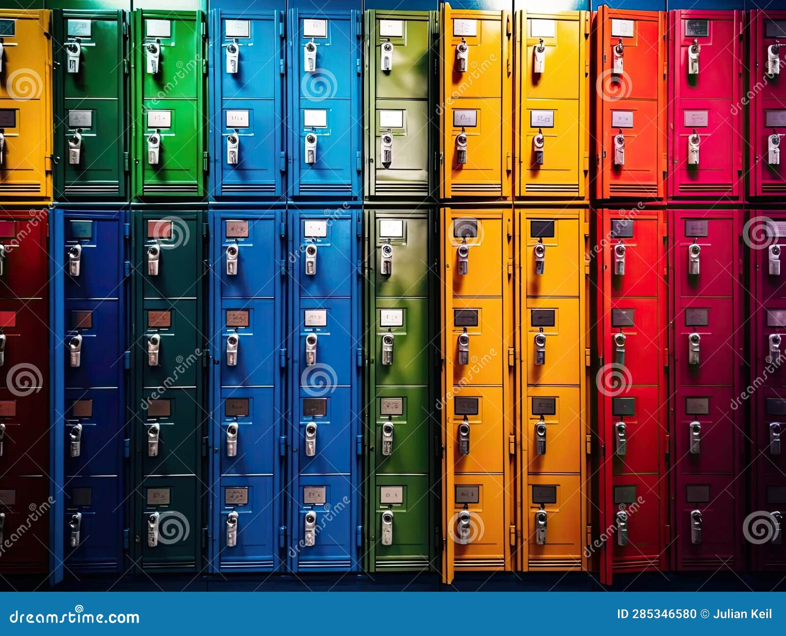 Trustfilled Workplace with Colorful Open Lockers Stock Illustration ...