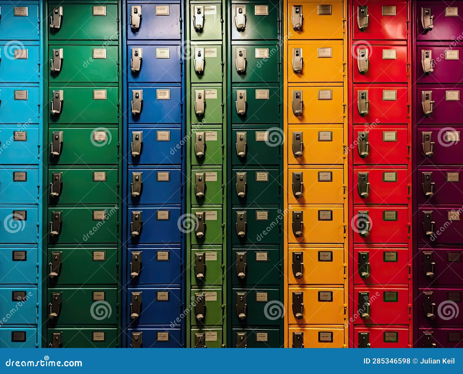 Trustfilled Workplace with Colorful Open Lockers Stock Illustration ...