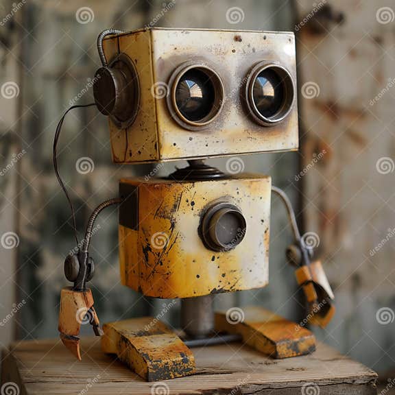 Rustic Robot Model With Industrial Design Stock Illustration