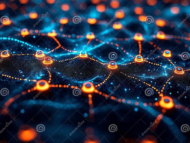 Image Showcases a Stylized Neural Network or Electronic Circuit ...