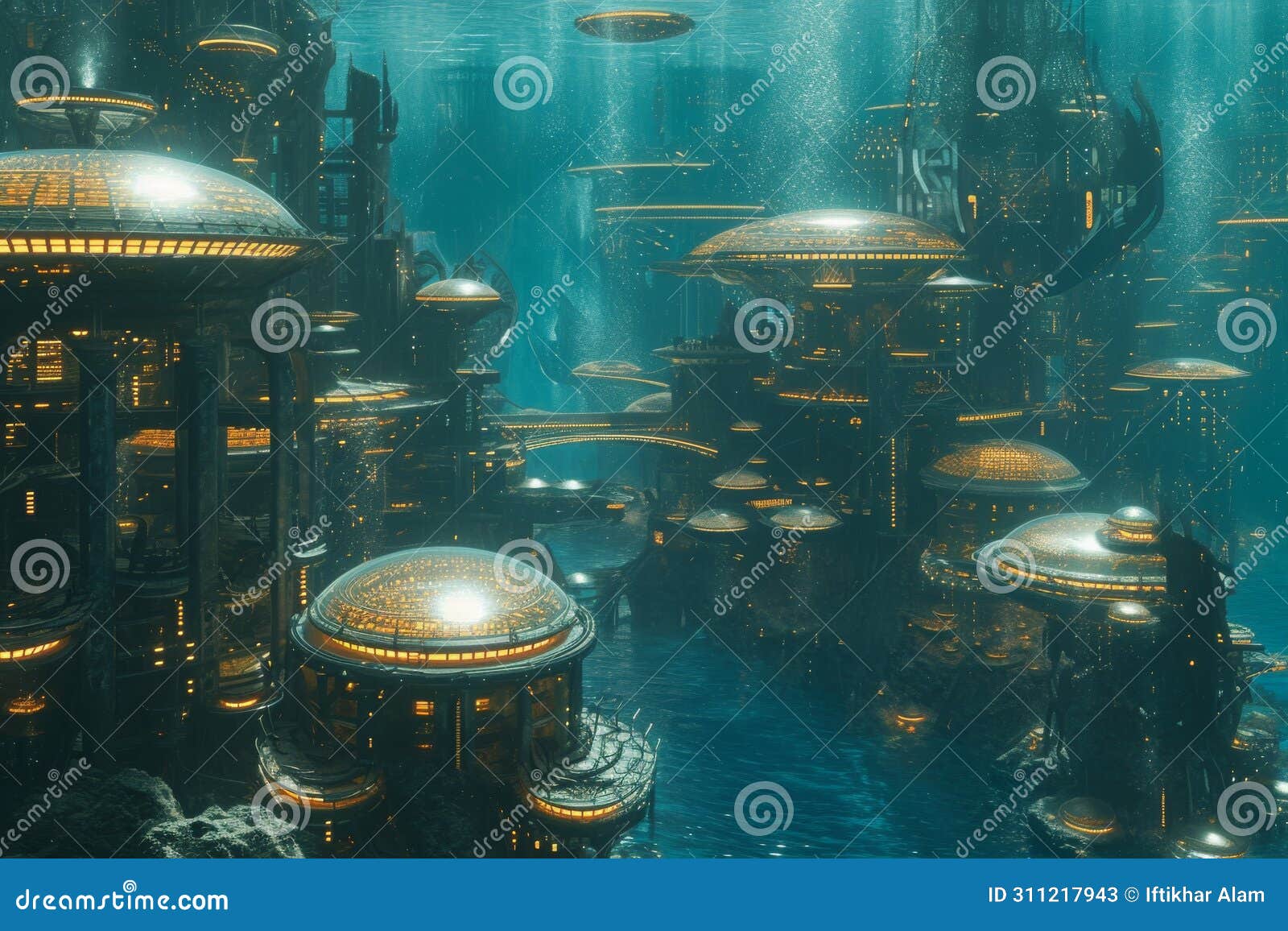 This Image Showcases an Underwater City, with Its Unique Structures and ...