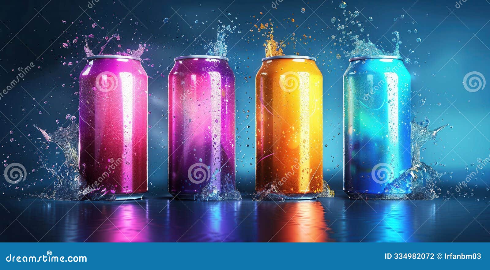 Array of Energy Drinks. High-Detailed Beverage Concept Stock ...