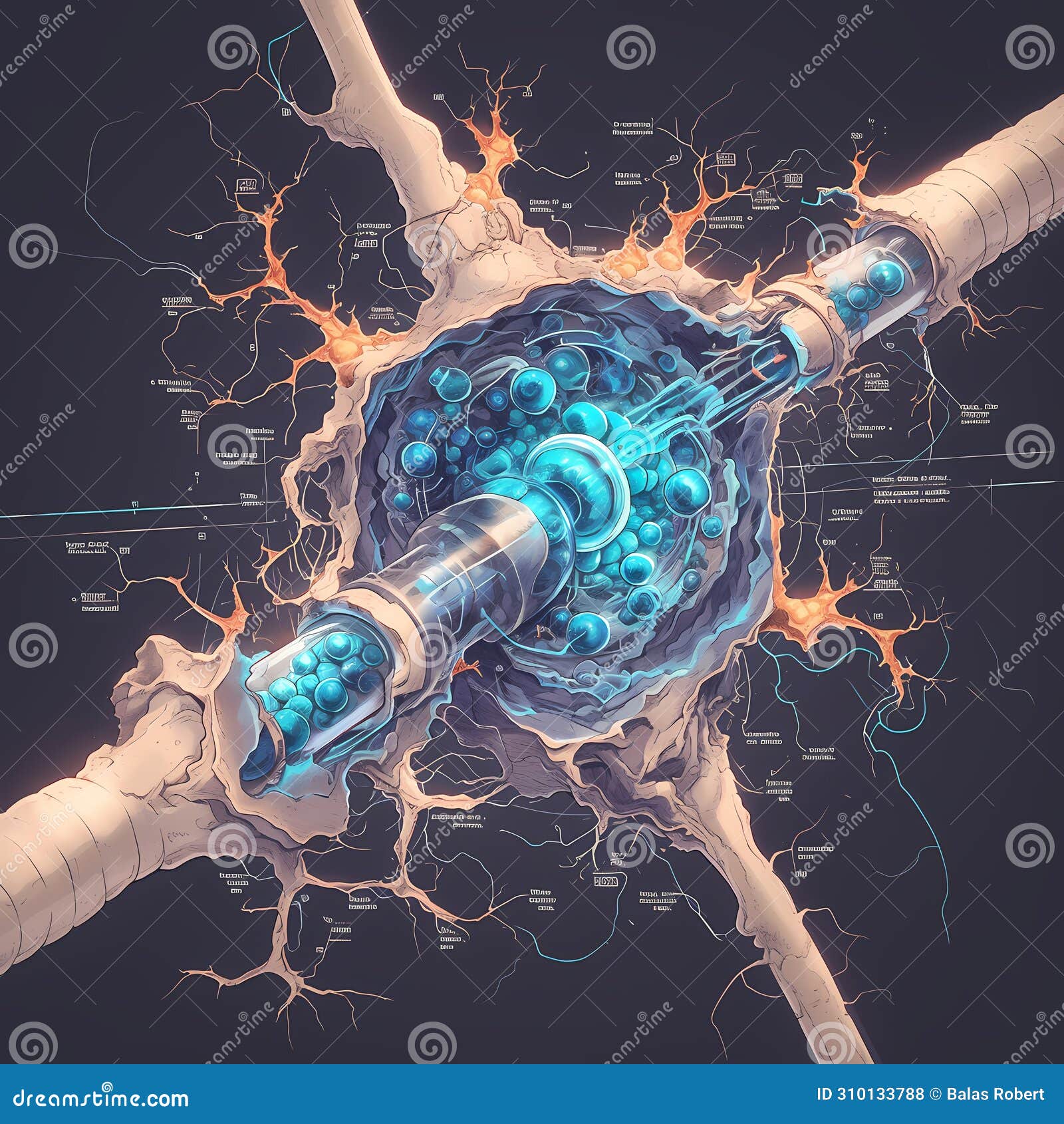 Revitalized Nerve Cell - Dynamic Anatomy Stock Illustration ...