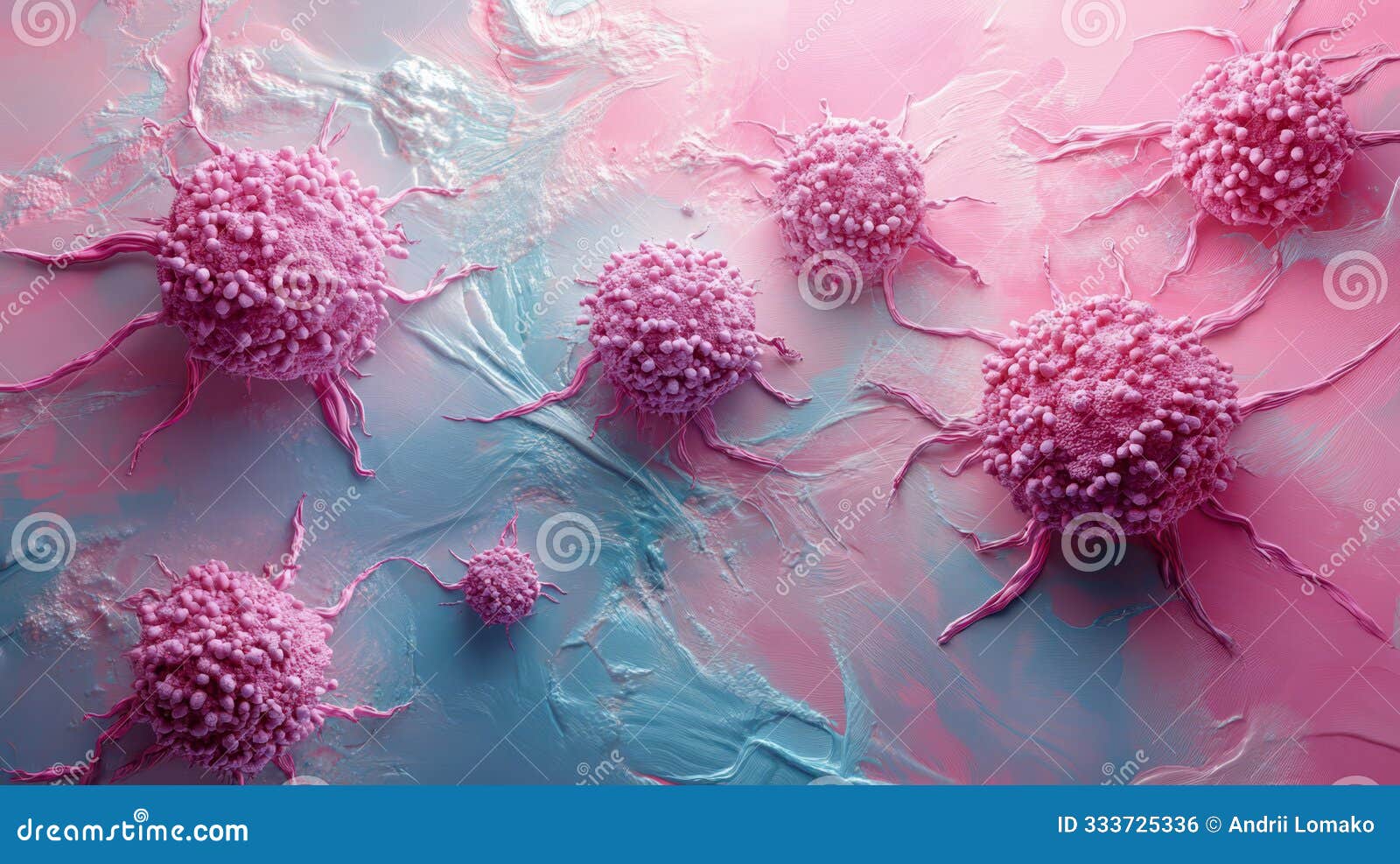 Colorful Microscopic View of Pink Cells on a Blue Background Stock ...