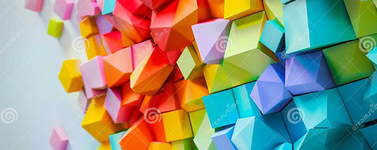 Colorful Geometric Shapes Protruding from the Wall in a Vibrant ...