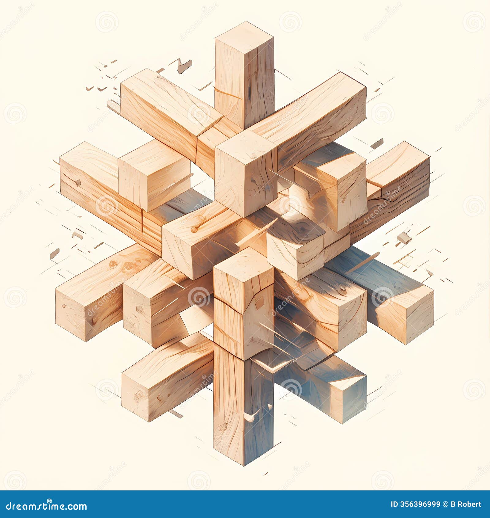 Interconnected Wooden Blocks Stock Illustration - Illustration of ...