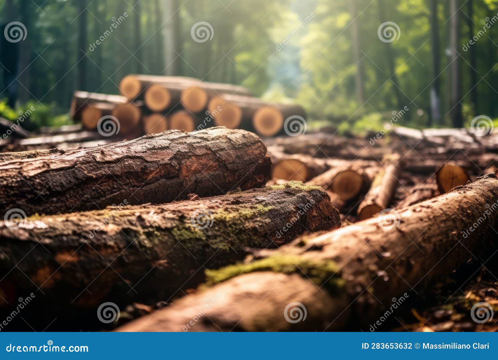 An Image Showcasing the Aftermath of Illegal Logging, with Tree Stumps ...