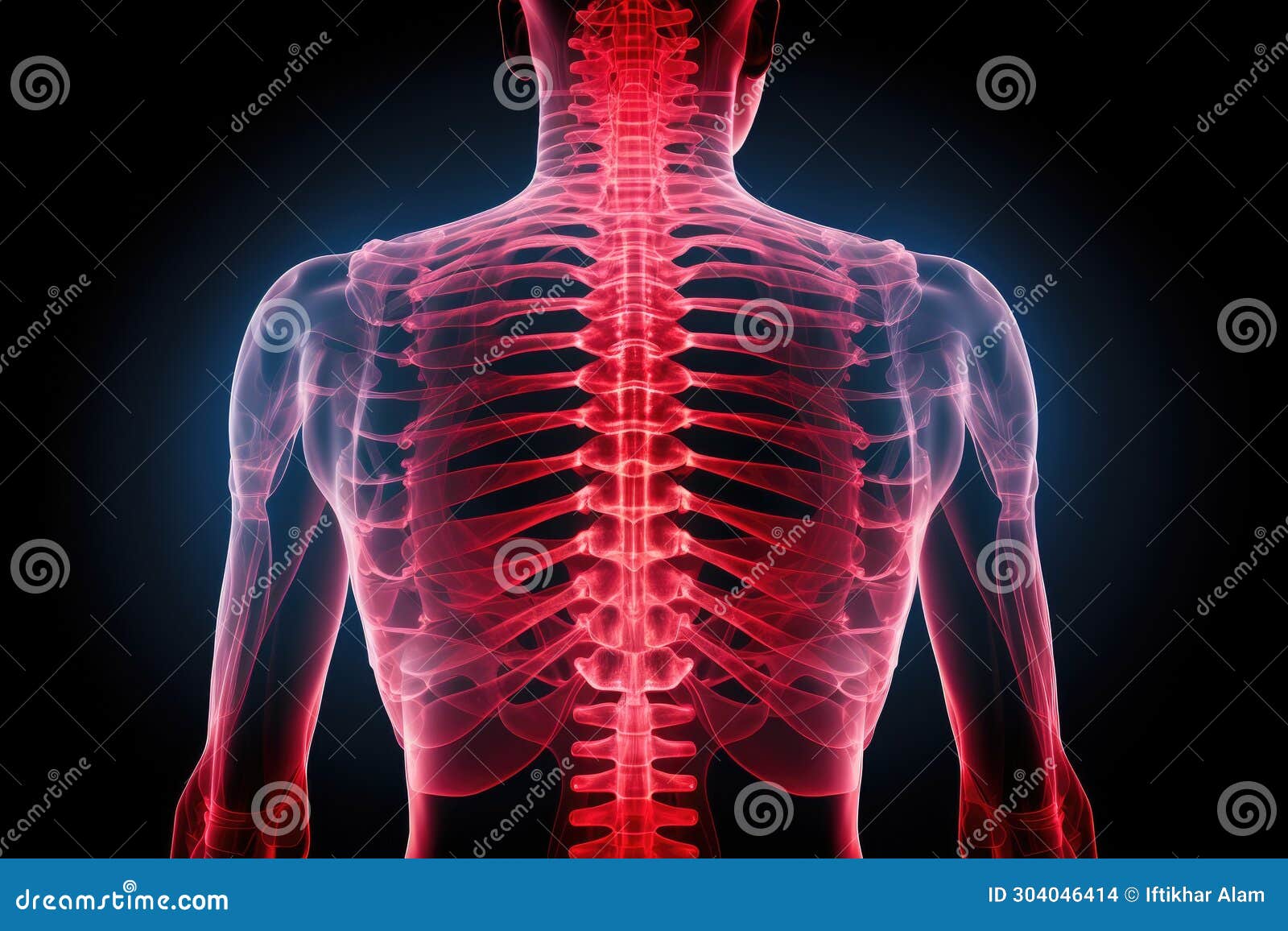 An Image Showing the Back of a Man with a Highlighted Skeleton ...