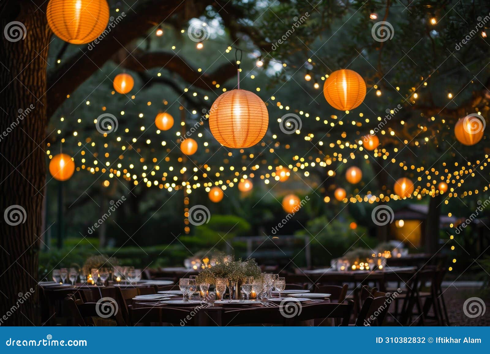An Image Showing a Cluster of Lights Hanging from the Branches of a ...