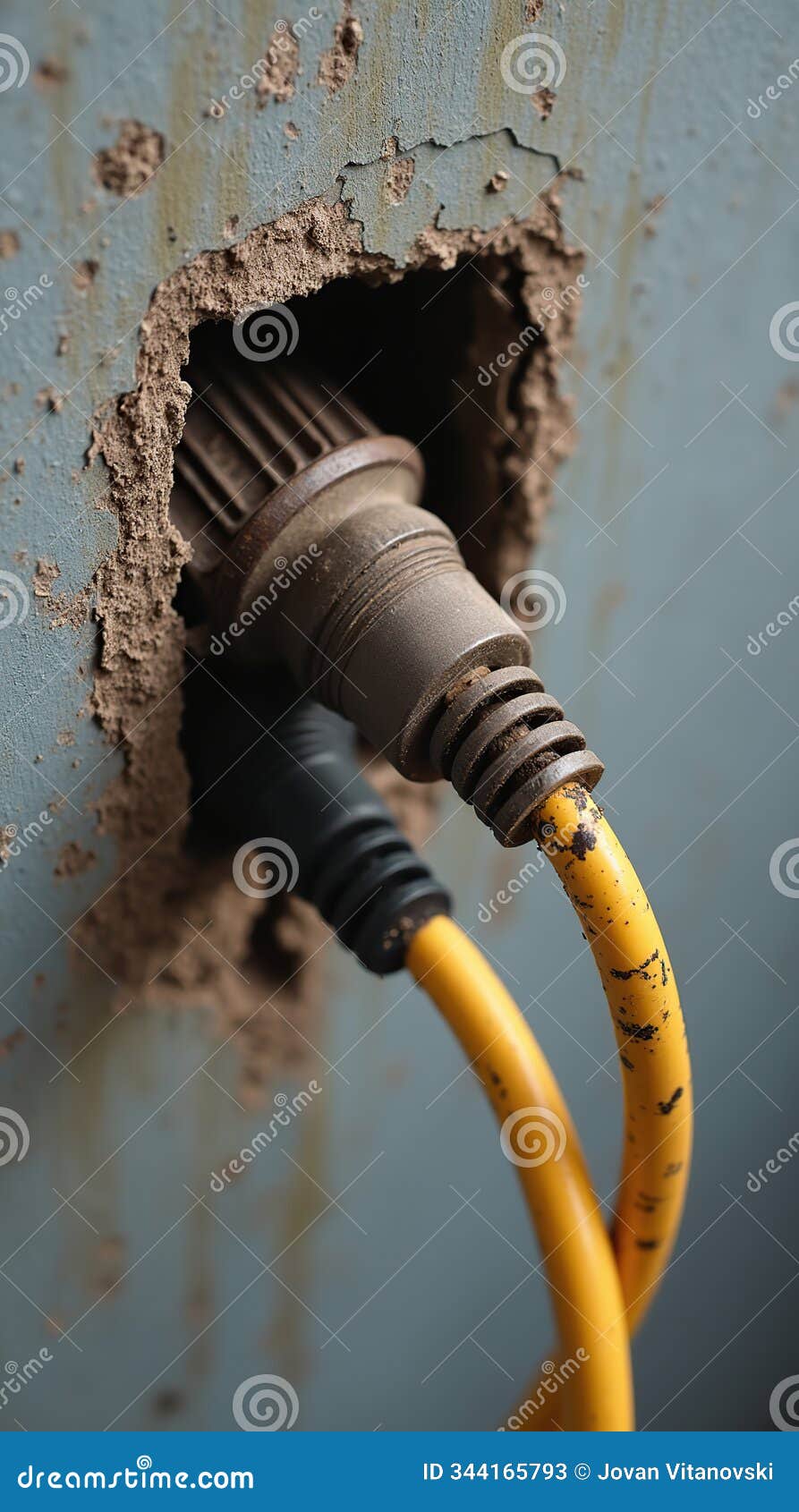 Close-up of a Damaged Electrical Extension Cord in Wall Socket Stock ...