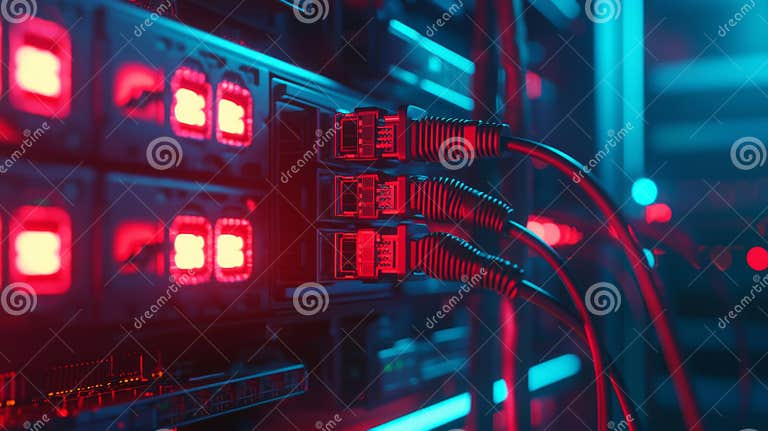 An Image Showing Network Cables Plugged into a Server Rack. Stock Photo ...
