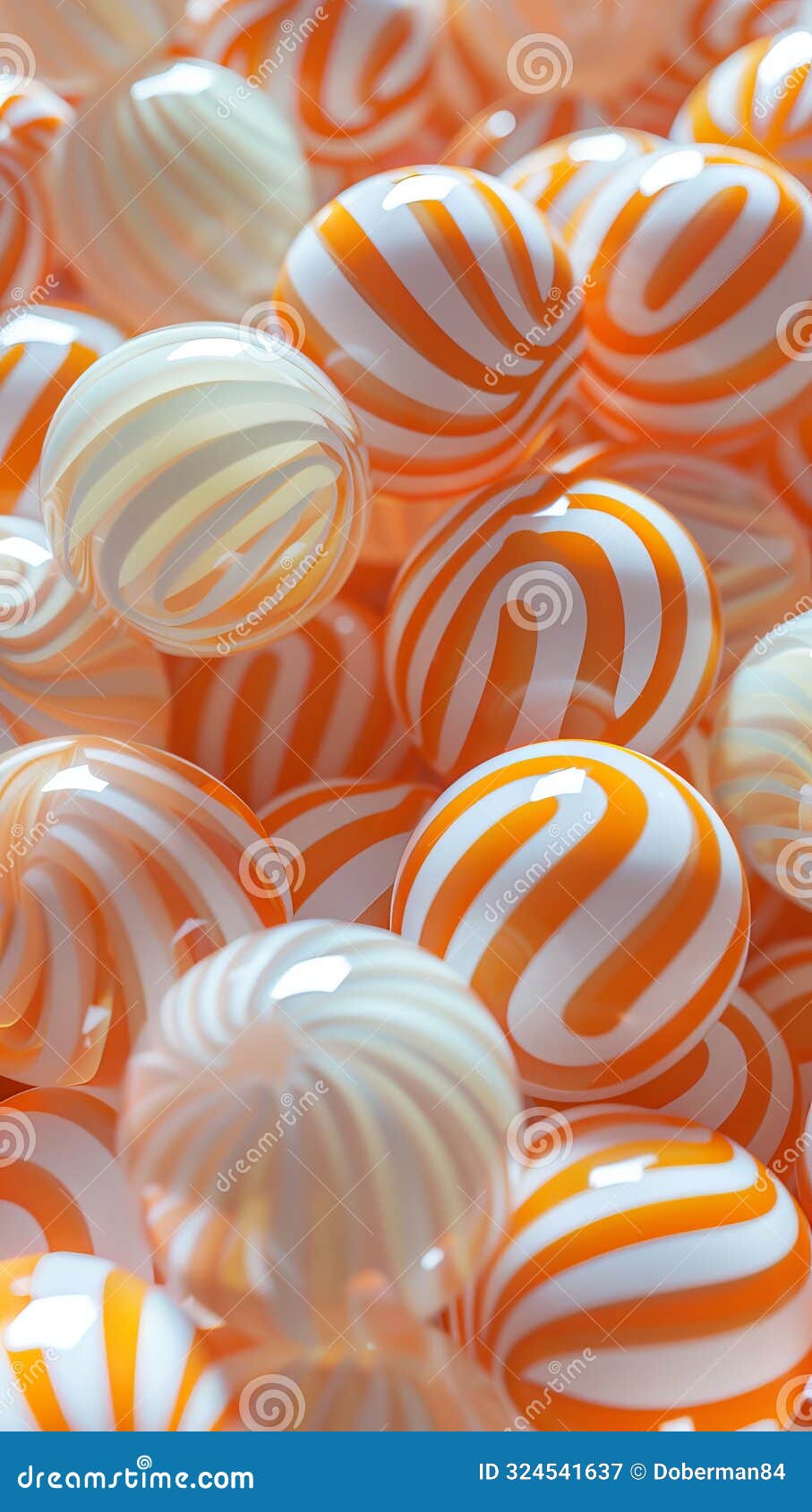 Pile of Orange and White Striped Spherical Objects Creating a Vibrant ...