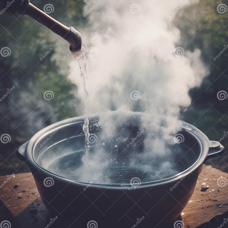 The view of boiling water stock illustration. Illustration of drink ...