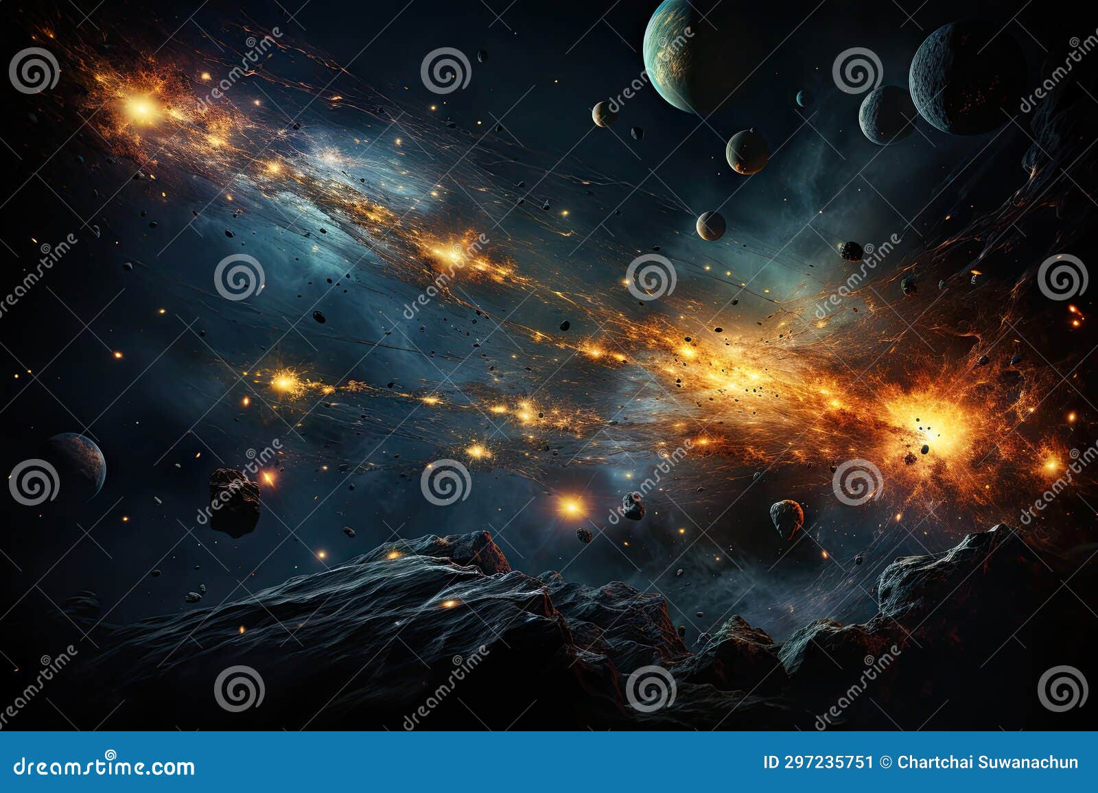 Image Showing the Solar System and Various Space Objects.by Generative ...