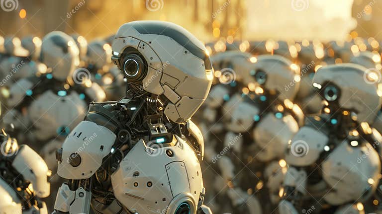 The Image Shows an Army of Robots Stock Photo - Image of soldier ...