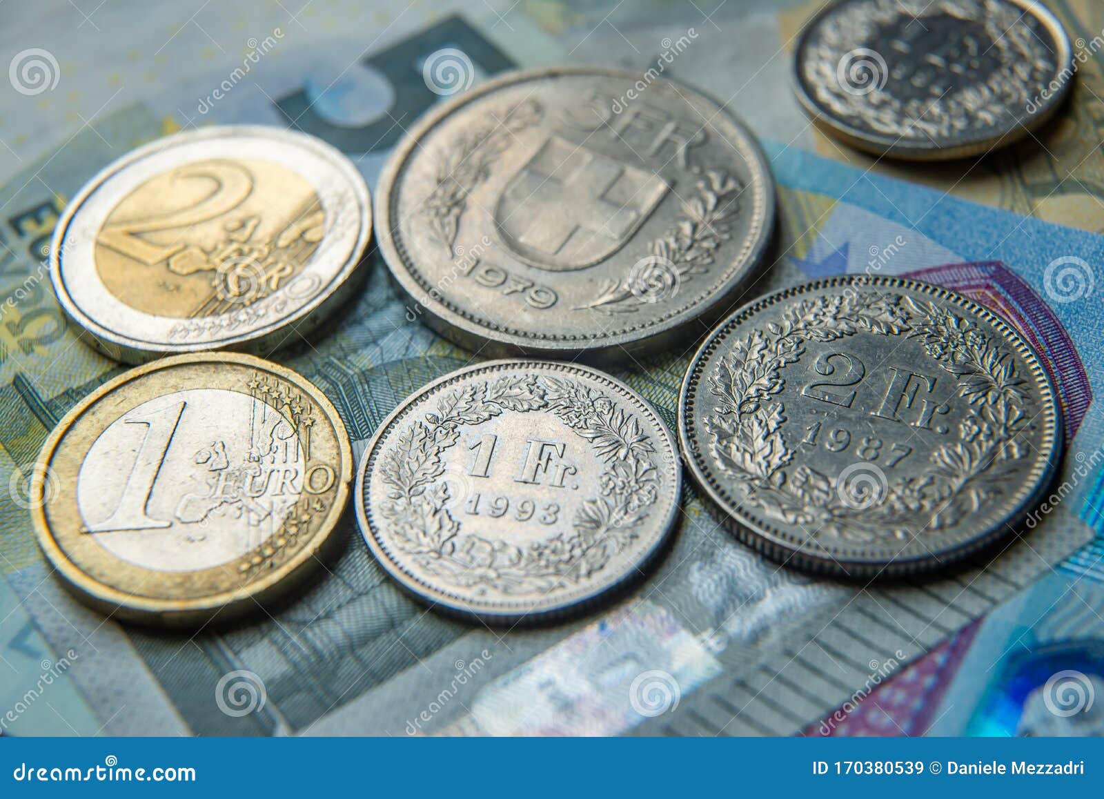 Euro and Swiss Francs Banknotes and Coins Stock Image - Image of ...